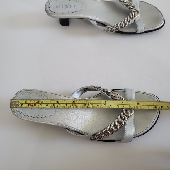 Mixit | Shoes | Mixit Silver Sandals Heels Womens Size 65 M Metal Chain ...